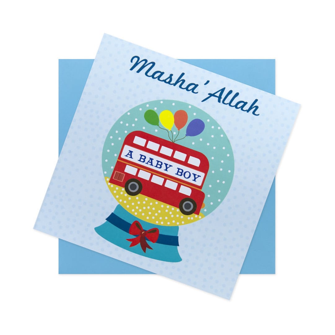 Masha'allah Baby Boy Congratulation Snow Globe Card - Blue - Etsy