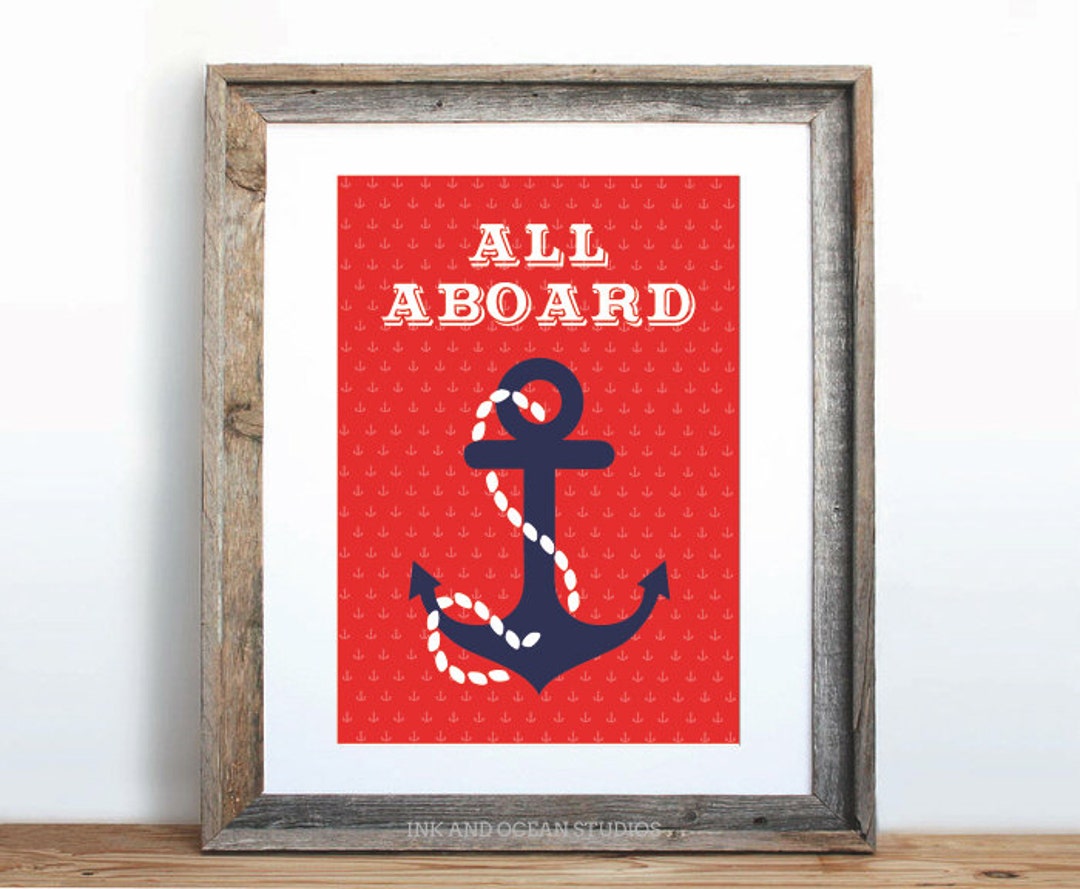 Nautical "all Aboard" Downloadable Art Print - Etsy