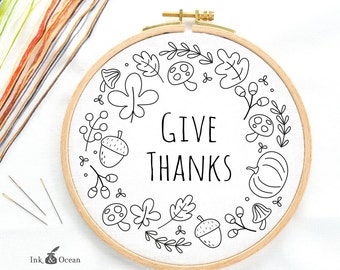 Give Thanks Digital Hand-embroidery Pattern - Etsy