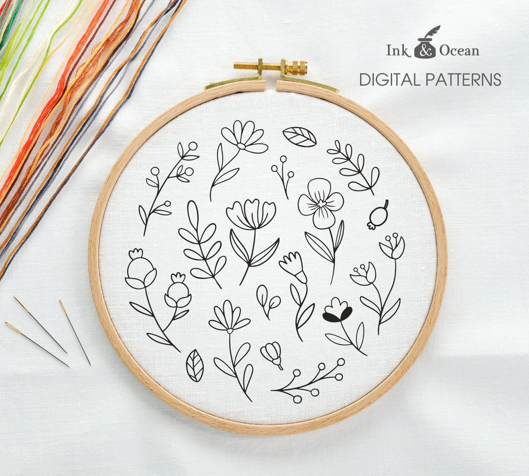 Spring Garden, Sampler Digital Hand Embroidery Pattern , PDF Instant ...