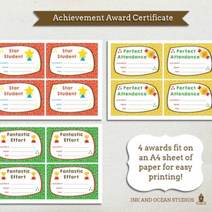 Printable Teacher Certificate, Achievment Awards for Class, School or ...