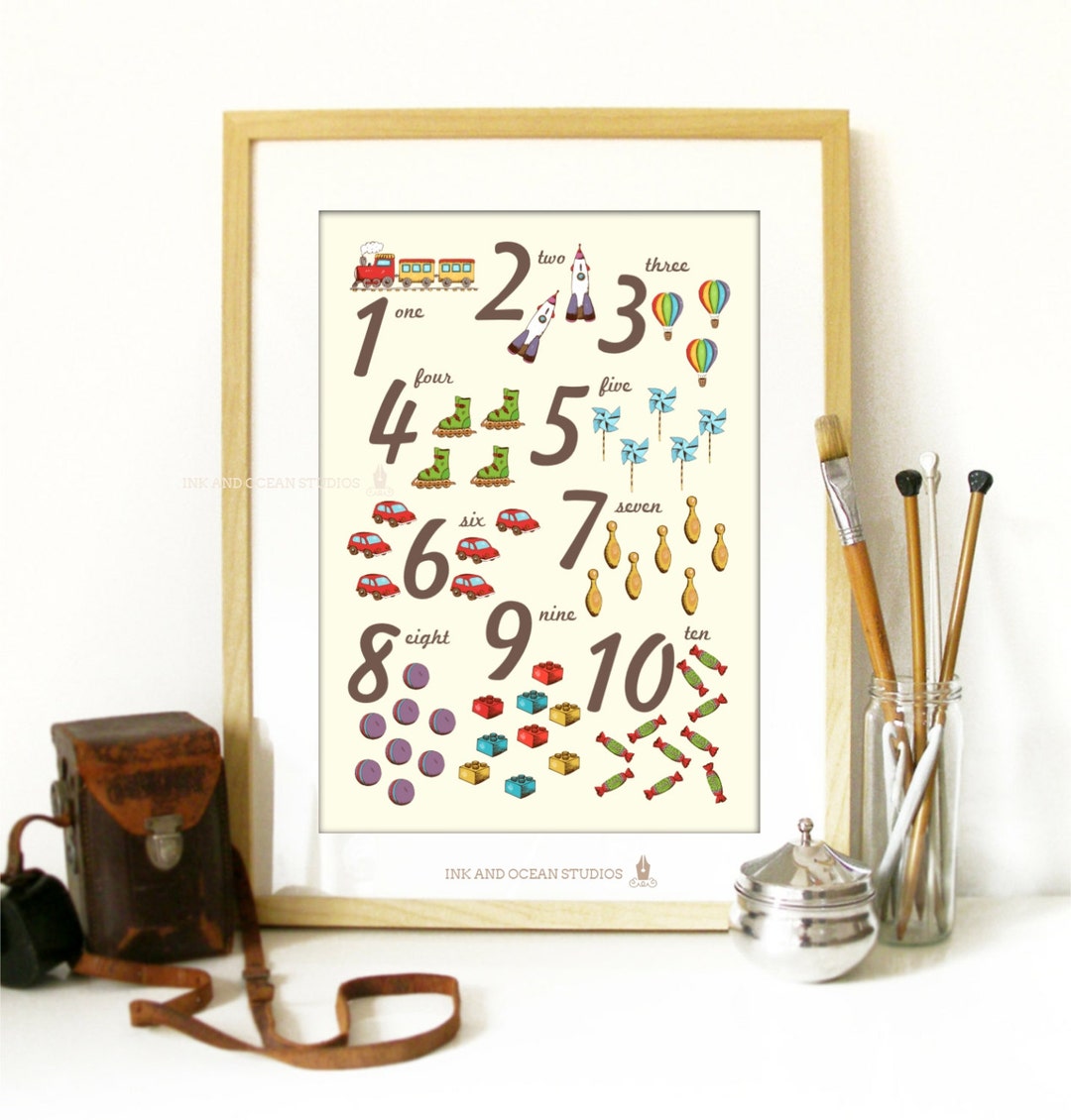 Vintage Toys Counting Numbers Art Print. Kids Room, Classroom Decor ...