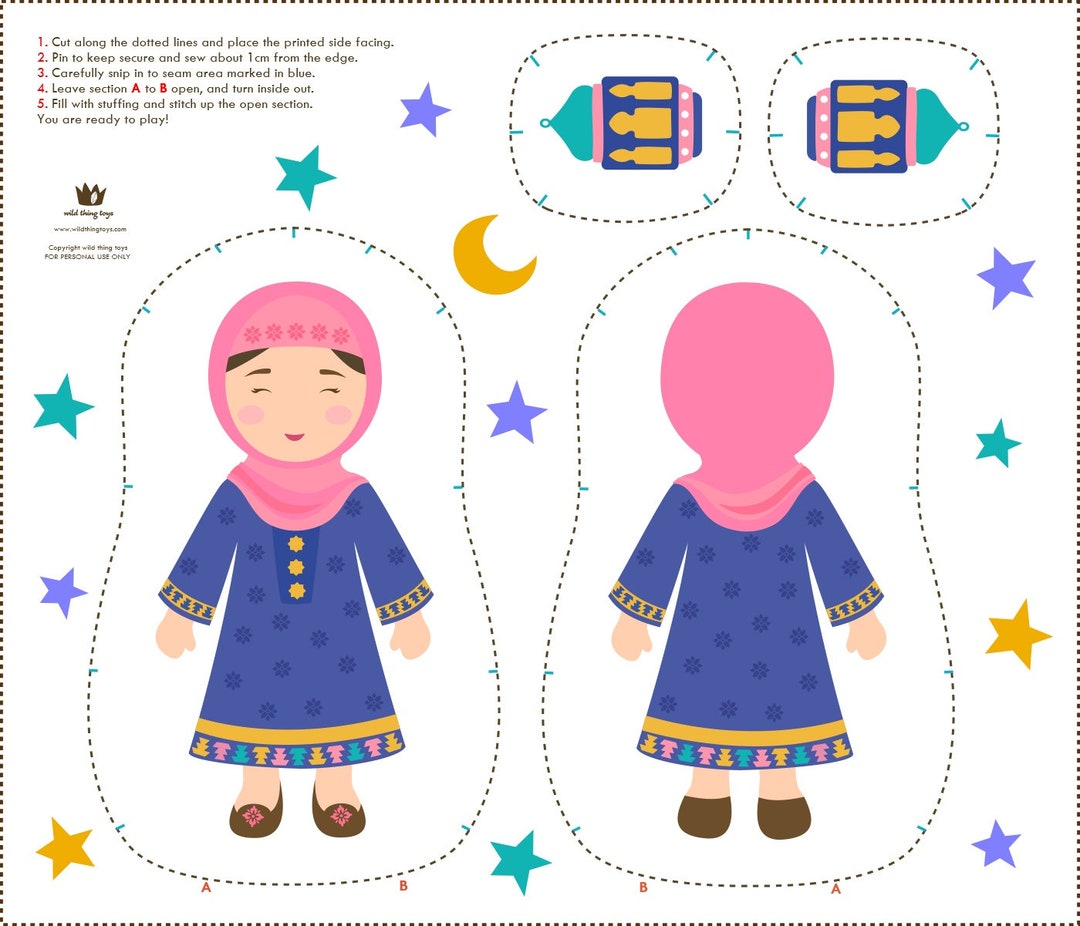 Muslim Girl Hijab Doll Cushion Design for Use With Fabric Printing ...