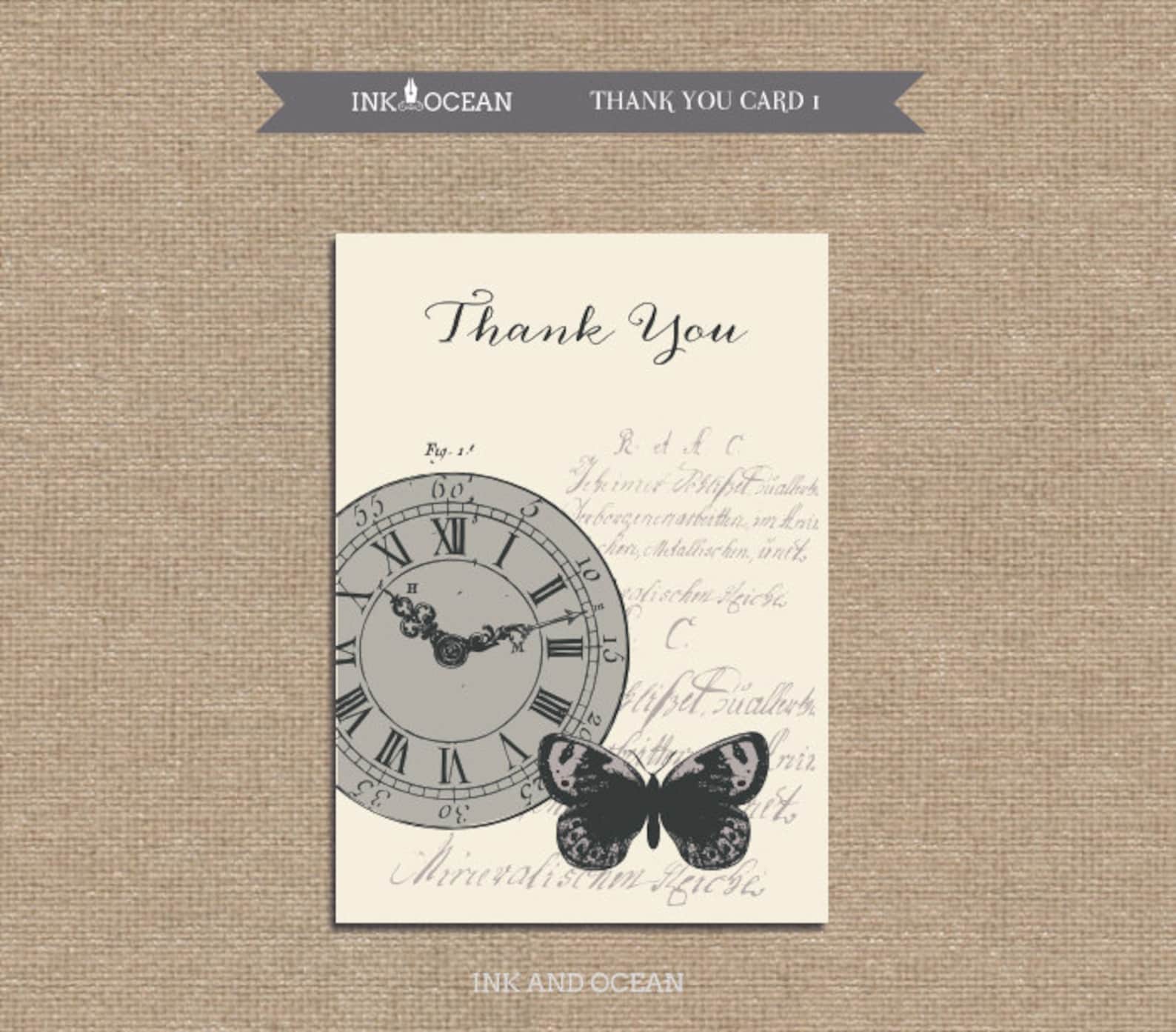 Printable Vintage Victorian Style Thank You Card Instant Download ...
