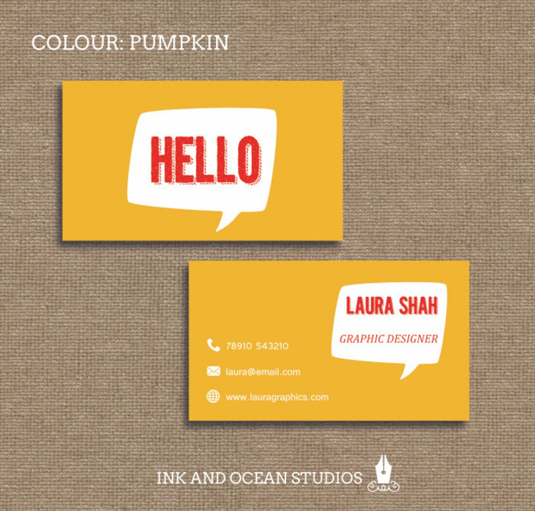 Printable Stylish Elegant Retro, Typography, Hello Business Card ...