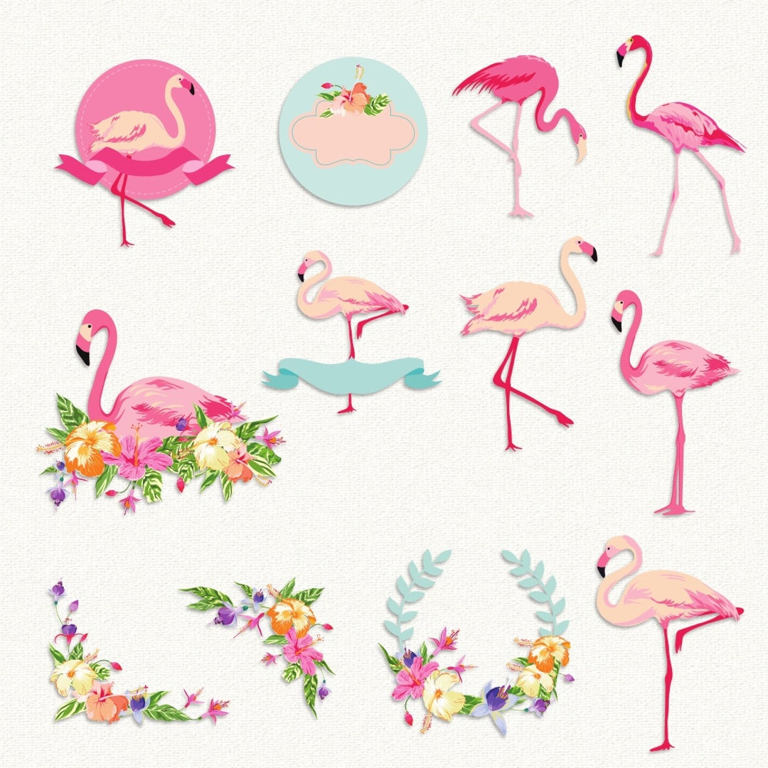 Digital Clip Art, Cute Flamingo Tropical, Card Making, Scrapbooking ...