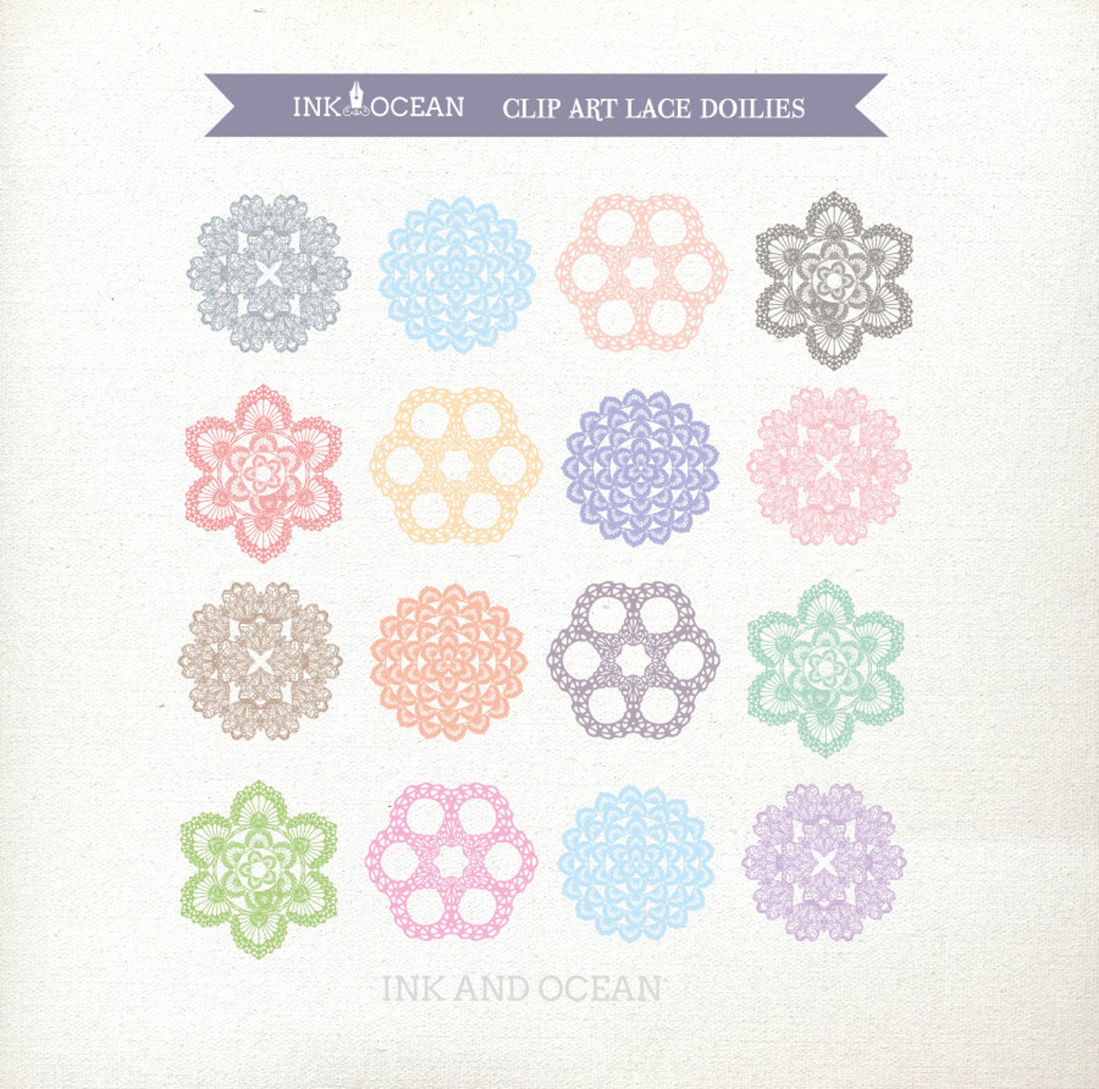 Digital Clip Art Lace Frames Doilies for Invitations Card | Etsy