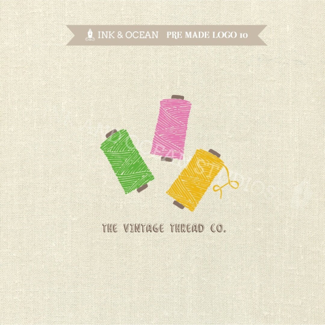 Boutique Premade Logo Design for Your Business - Vintage Threads, Yarn ...