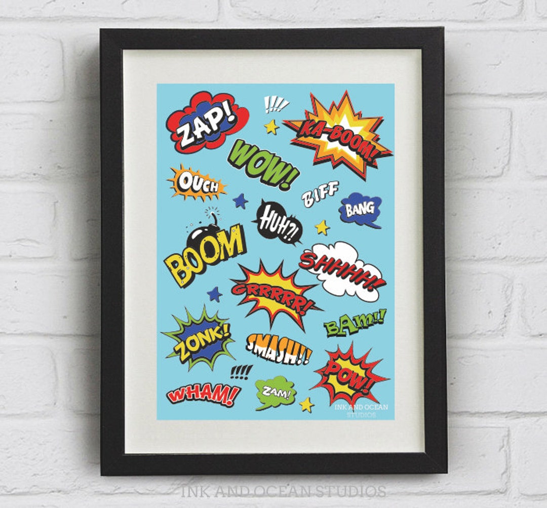 Cartoon Comic, Pop Art Print. Downloadable Art Print in Blue - Etsy