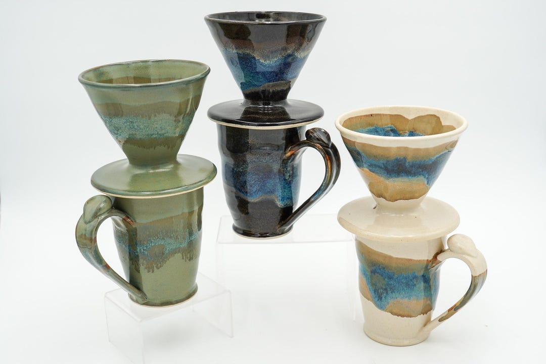 Ceramic Coffee Set: 16 Oz Mug and an 02 Filter Pour Over, Matching ...