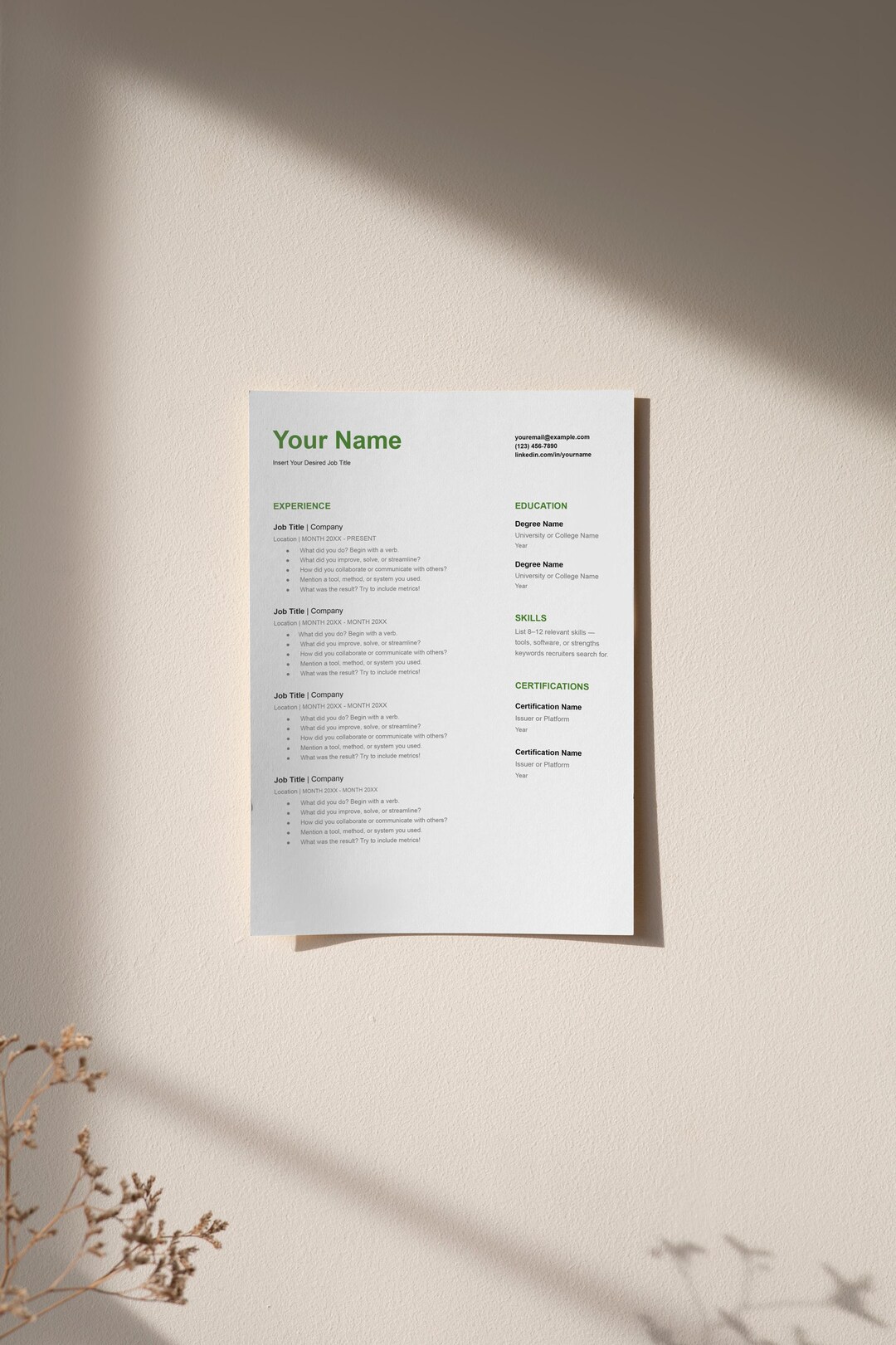 Editable Resume Template for Job Seekers | Ats-friendly, Google Docs ...