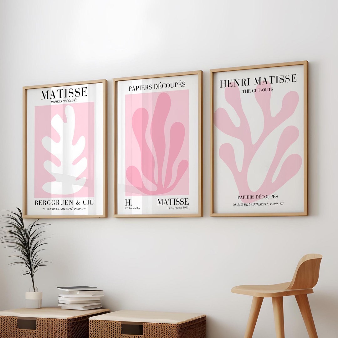 Pink Matisse Print Set of 3 Pink Matisse Henri Matisse Print Bedroom ...