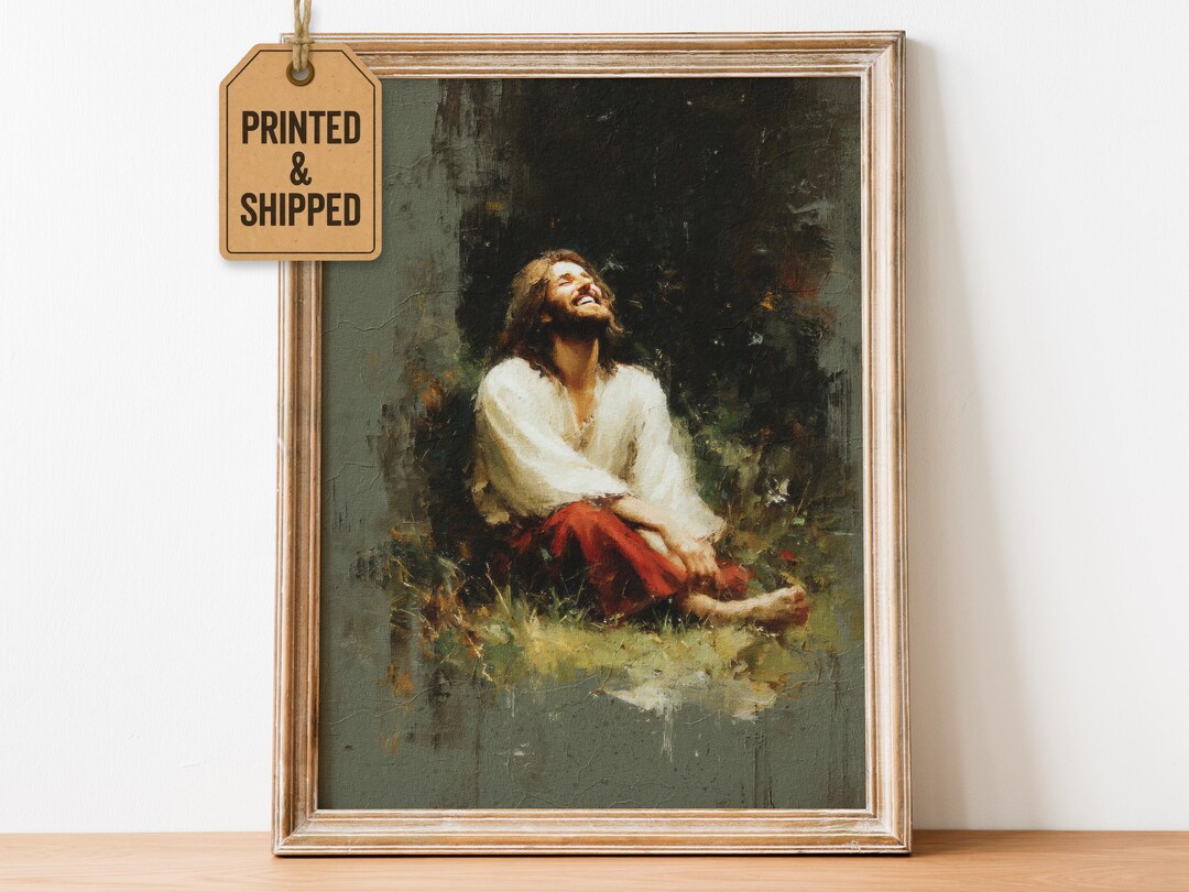 Jesus Smiling Oil Painting | Joyful Christ Wall Art | Christian Faith ...