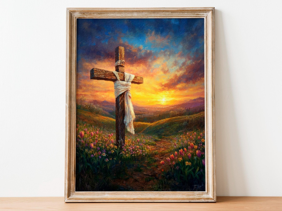 The Cross of Hope, Christian Wall Art, Easter Decor, Religious Painting ...
