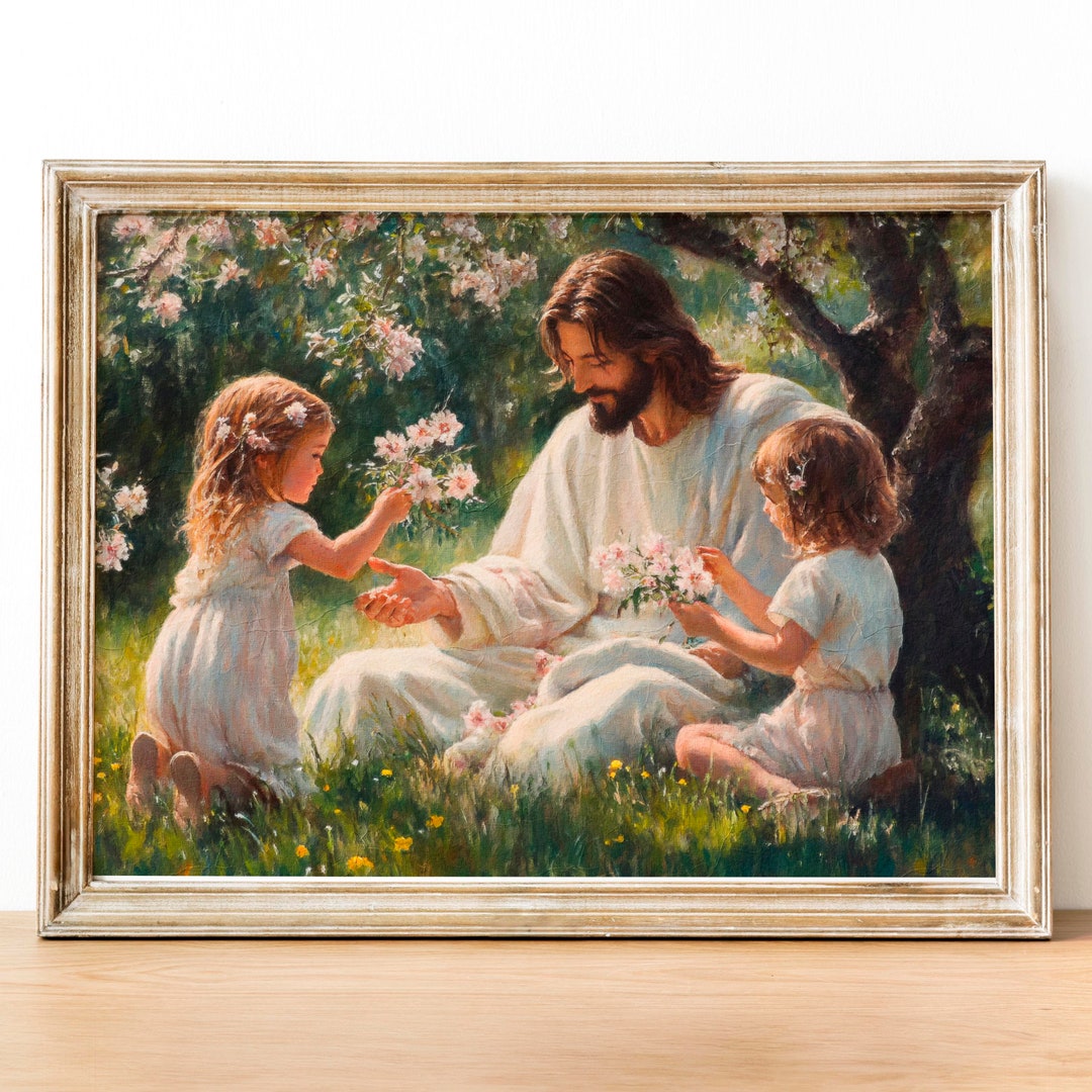 Jesus With Children Art Print: Christian Inspirational Decor (digital ...