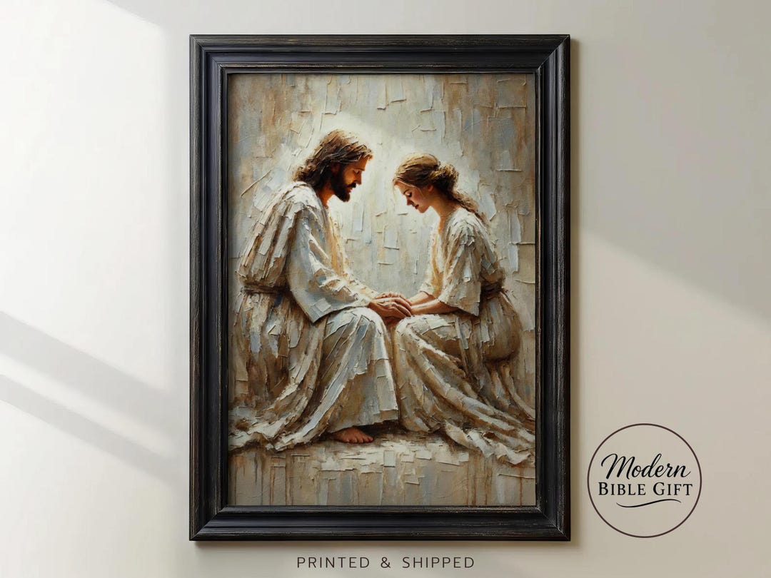 Jesus Comforting the Woman | Gentle Healing Touch | Vintage Oil ...