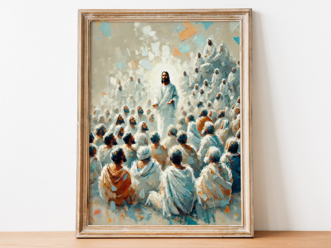 The Beatitudes: A Moment of Divine Teaching, Bible Art, Jesus Wall Art ...