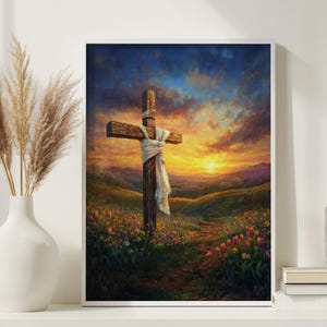 The Cross of Hope, Christian Wall Art, Easter Decor, Religious Painting ...