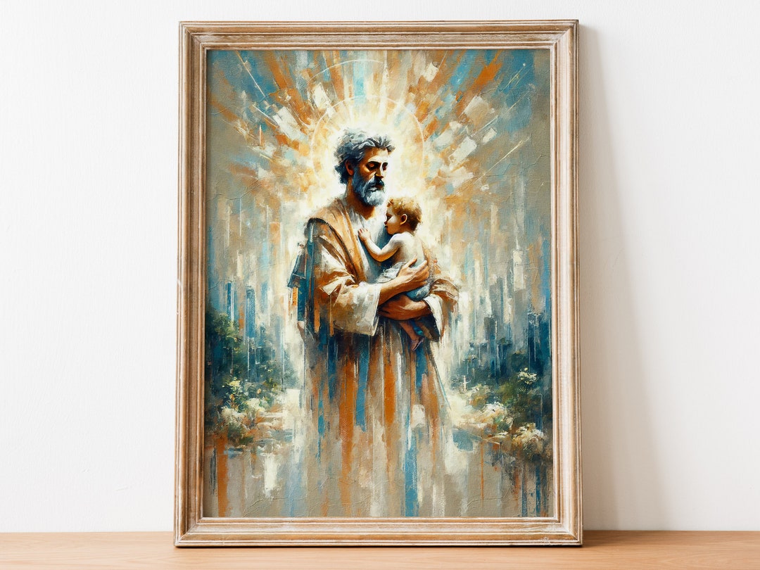 Joseph's Tender Embrace, Holy Family, Faith Decor, Faith and Love ...