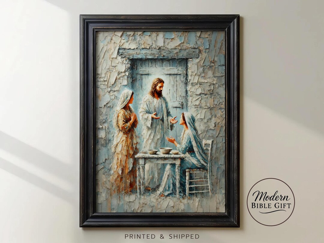 Jesus With Martha and Mary Art - Christ at Bethany Painting - Christian ...