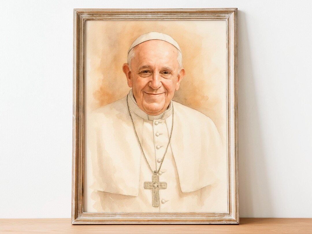 Holy Father Pope Francis, Pope Francis Watercolor Portrait Print ...