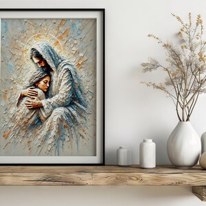 Jesus and Woman Art Print: Compassionate Consolation Bible Art (digital ...