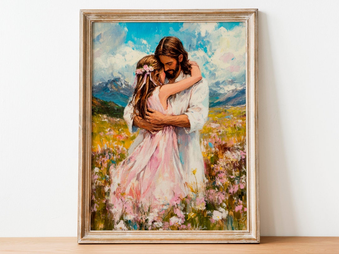 Jesus Hugging Girl Art Print: Christian Bible Wall Art (digital ...