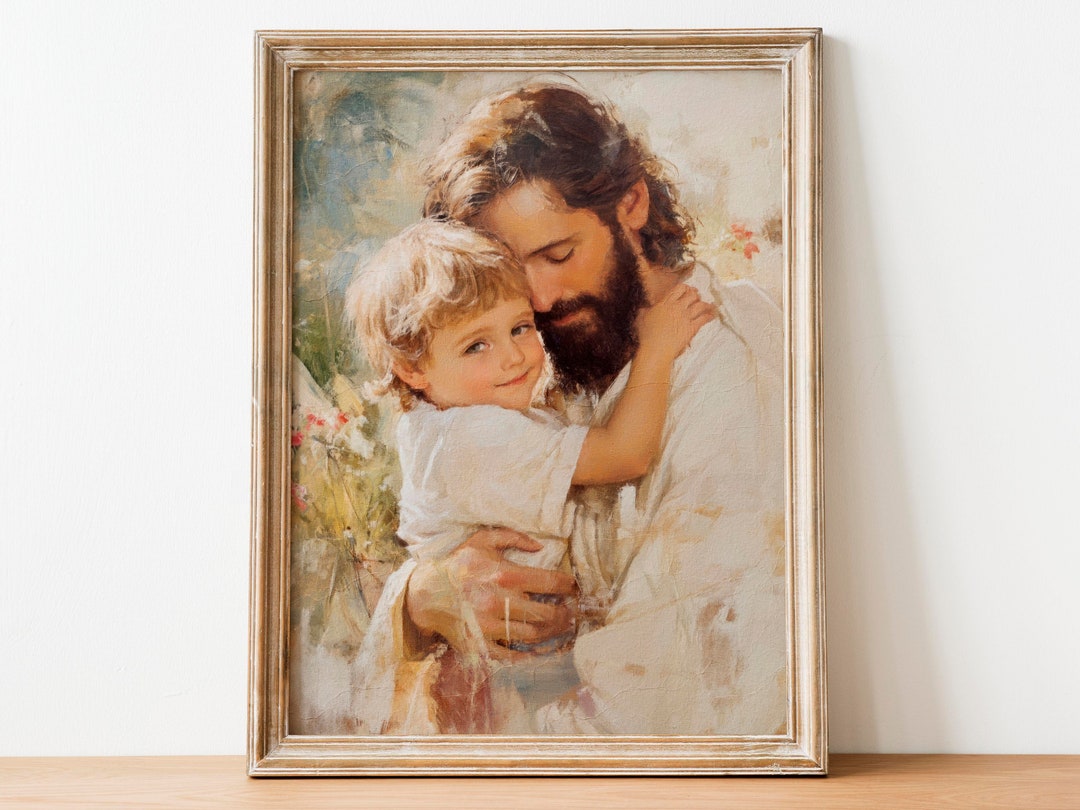 In His Embrace, Digital Jesus Painting, Jesus With Kids, LDS Wall Art ...