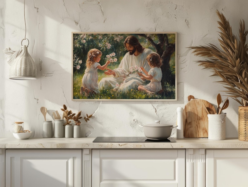 Jesus With Children Art Print: Christian Inspirational Decor (digital ...