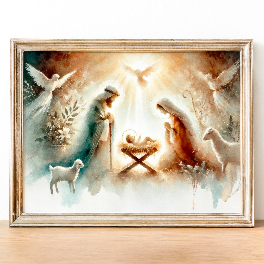 Nativity Scene Digital Art, Holy Night, Christmas Nativity, Religious ...