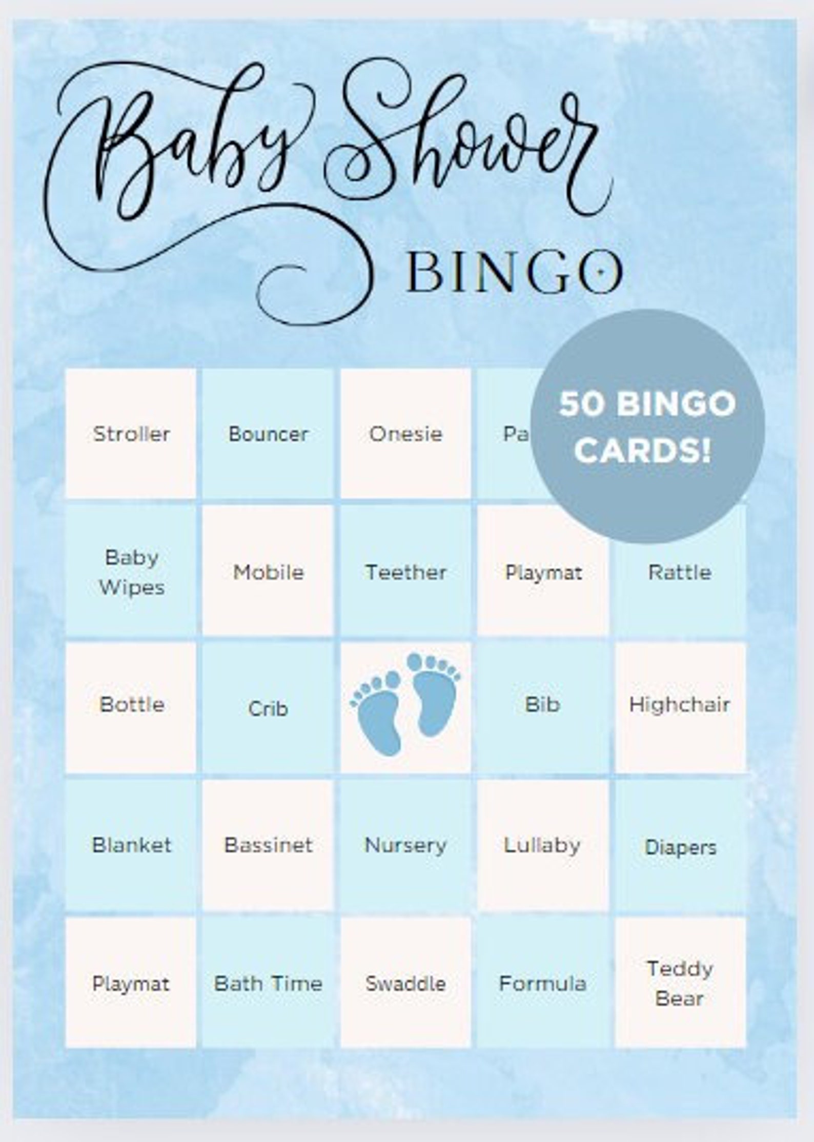 Baby Shower Bingo Game - BOY, Baby Bingo Printable, Instant Download - Etsy