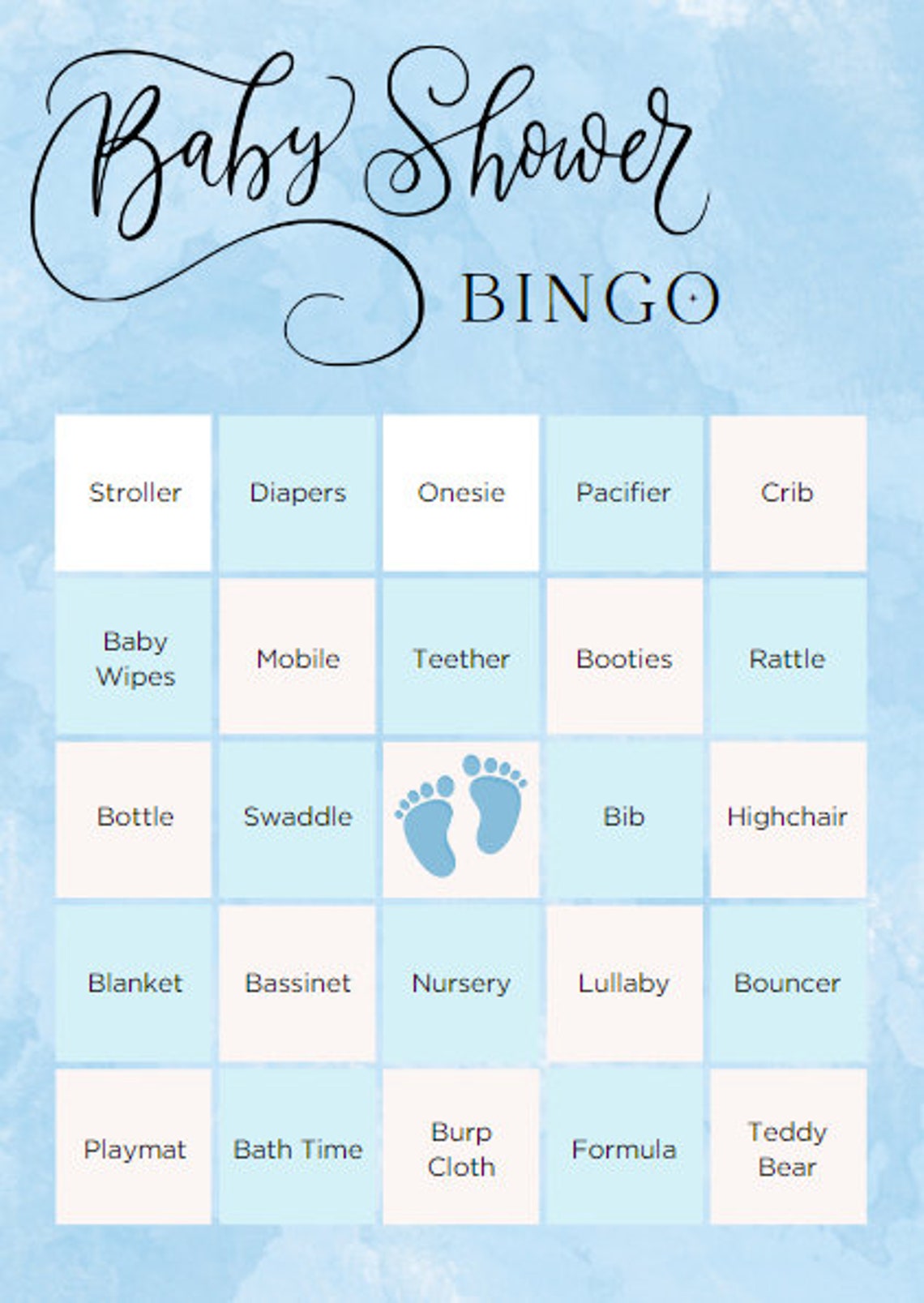 Baby Shower Bingo Game - BOY, Baby Bingo Printable, Instant Download - Etsy