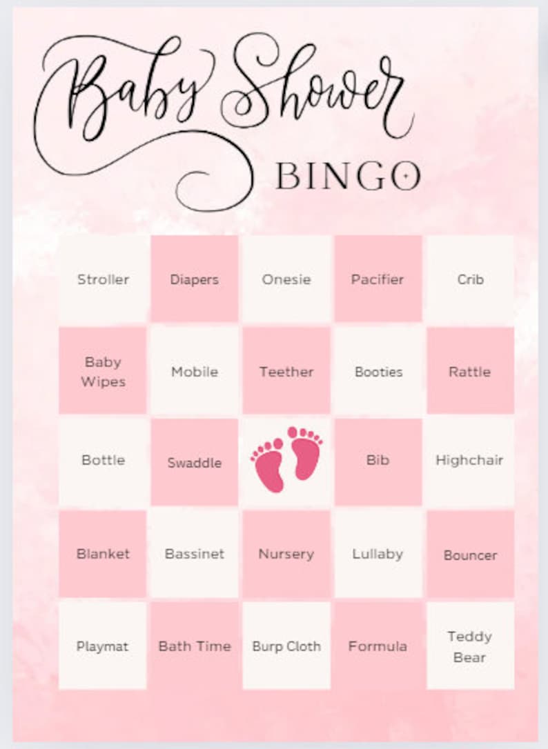 Baby Shower Bingo Game - GIRL, Baby Bingo Printable, Instant Download ...