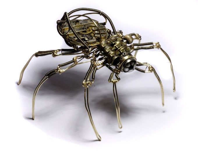 Steampunk Cyclopean Clockwork Spider Robot Sculpture - Copper Brass ...