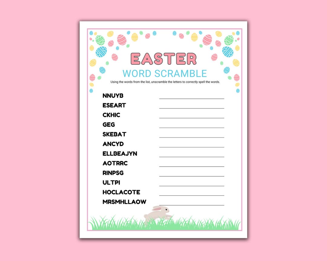 Easter Word Scramble Game for Kids, Printable Easter Classroom Games ...