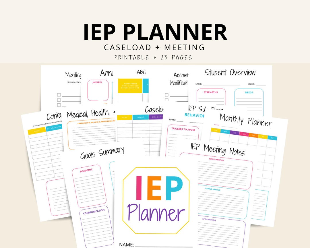 Special Education IEP Caseload Planner, Printable IEP Meeting Planner ...