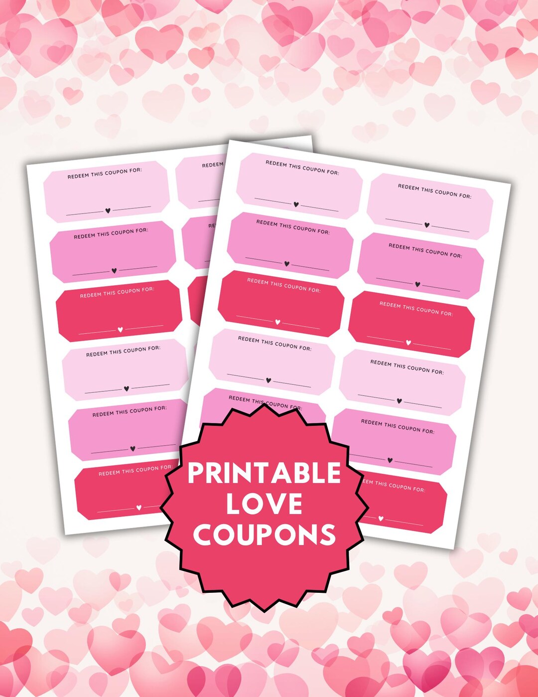 Printable Valentine’s Day Coupons, Love Coupons Digital Download, 12 ...