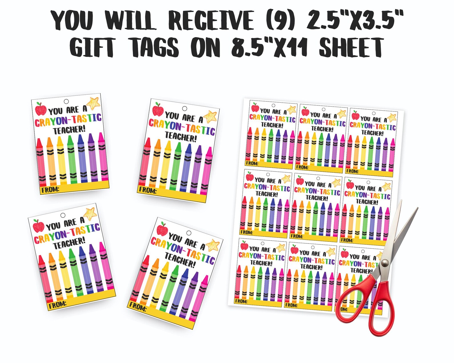 Printable Crayon-themed Teacher Appreciation Gift Tags | Instant ...