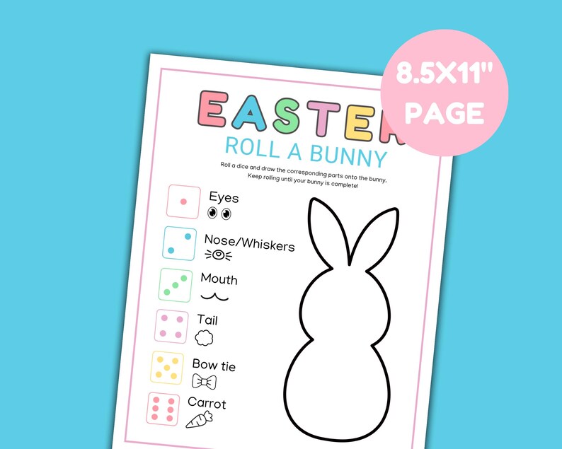 Easter Roll a Bunny Dice Game, Easter Activity for Kids & Adults ...