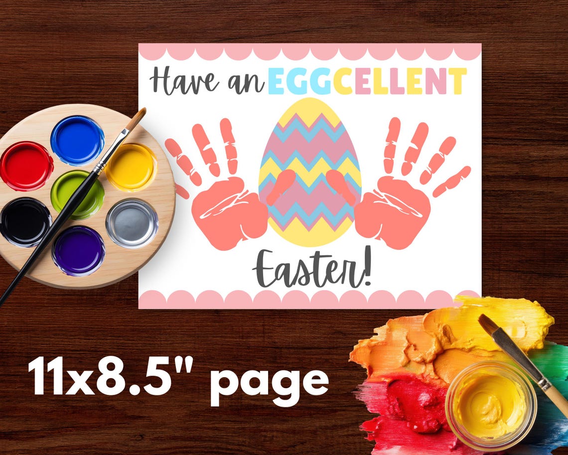 Eggcellent Easter Handprint Art Craft for Kids, Easter Egg Handprint ...
