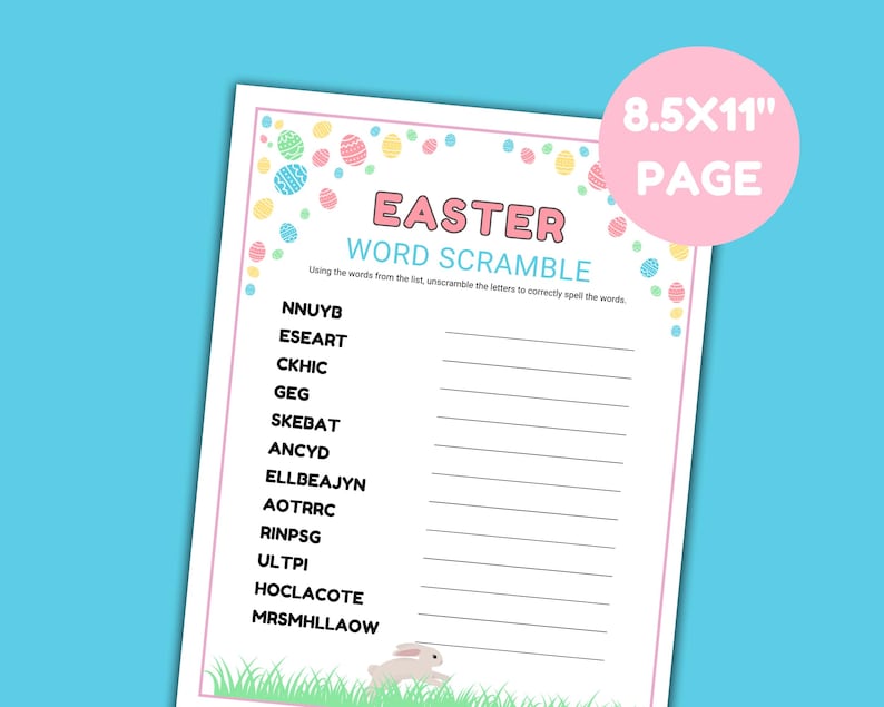 Easter Word Scramble Game for Kids, Printable Easter Classroom Games ...