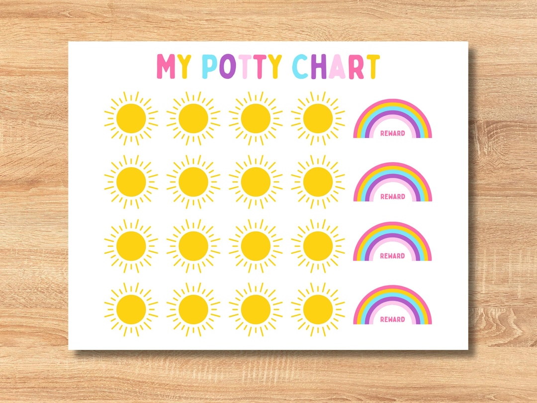 Rainbow Potty Training Sticker Chart for Girls, Printable Girls Potty ...