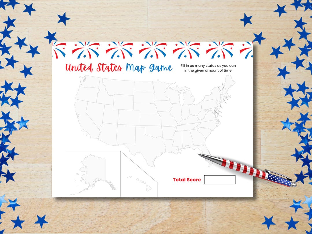 United States Map Game, United States Map Quiz, 4th of July Game ...