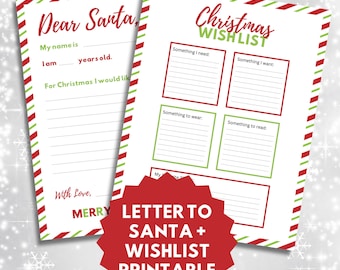 Letter to Santa Printable, Christmas List for Kids, Christmas Wish List ...
