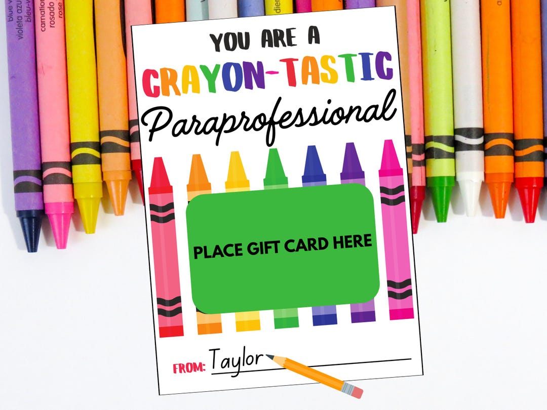 Paraprofessional Printable Gift Card Holder, Teacher Assistant Thank ...