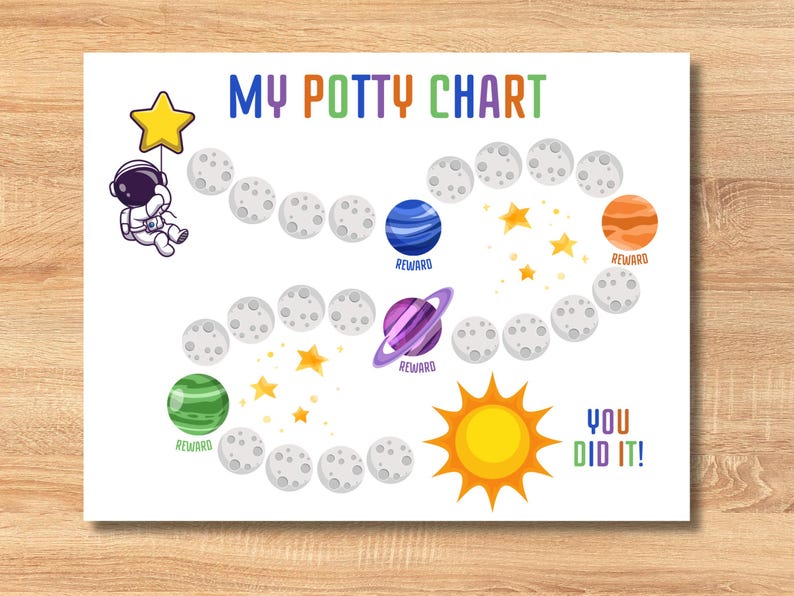 Printable Outer Space Potty Training Chart for Boys, Potty Reward Chart ...