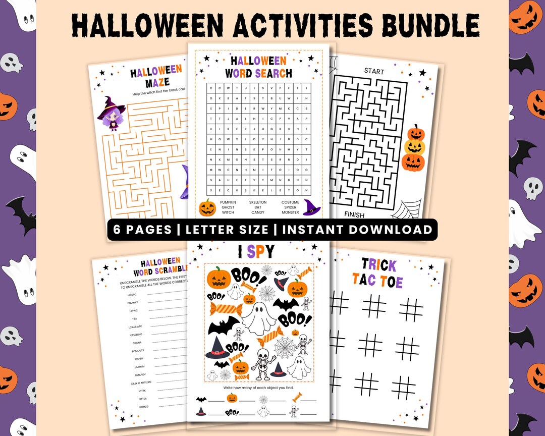 Printable Halloween Activities for Kids – Fun Games Pack, Fall ...