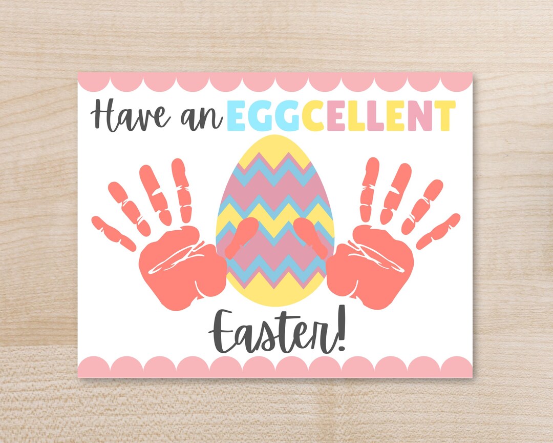 Eggcellent Easter Handprint Art Craft for Kids, Easter Egg Handprint ...