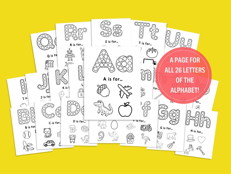 Printable A-Z Dot Letter Worksheets, ABC Dot Marker Pages for Toddlers ...