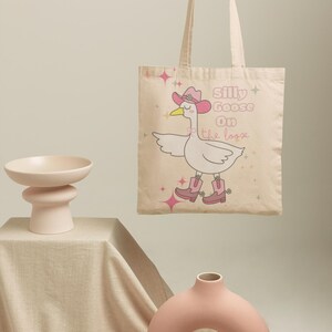 Cowboy Retro Western Tote Bag With Silly Goose Desighn Canwas Tote Bag ...
